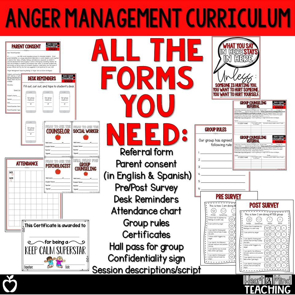 Anger Management Small Group Counseling Curriculum - Heart and Mind ...
