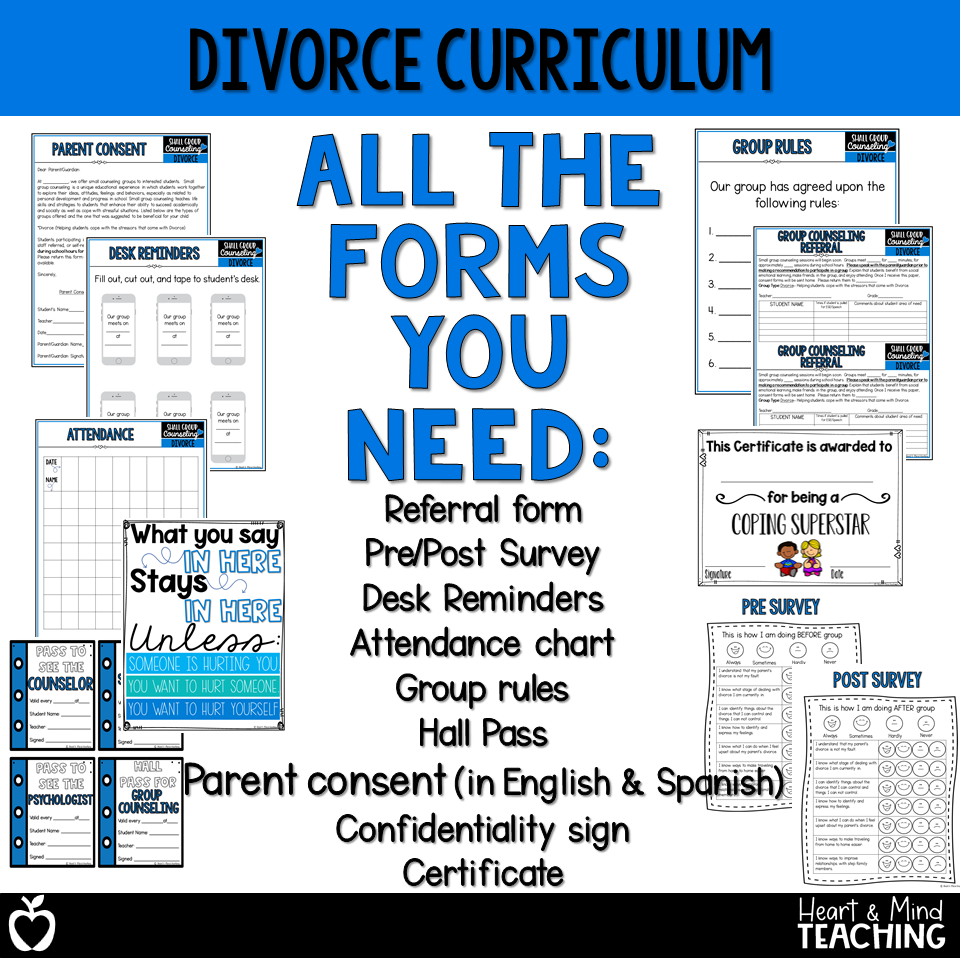 Divorce Small Group Counseling Curriculum - Heart and Mind Teaching
