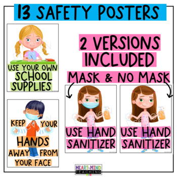 COVID 19 Safety Posters & Coping Workbook for Google Classroom - Heart ...